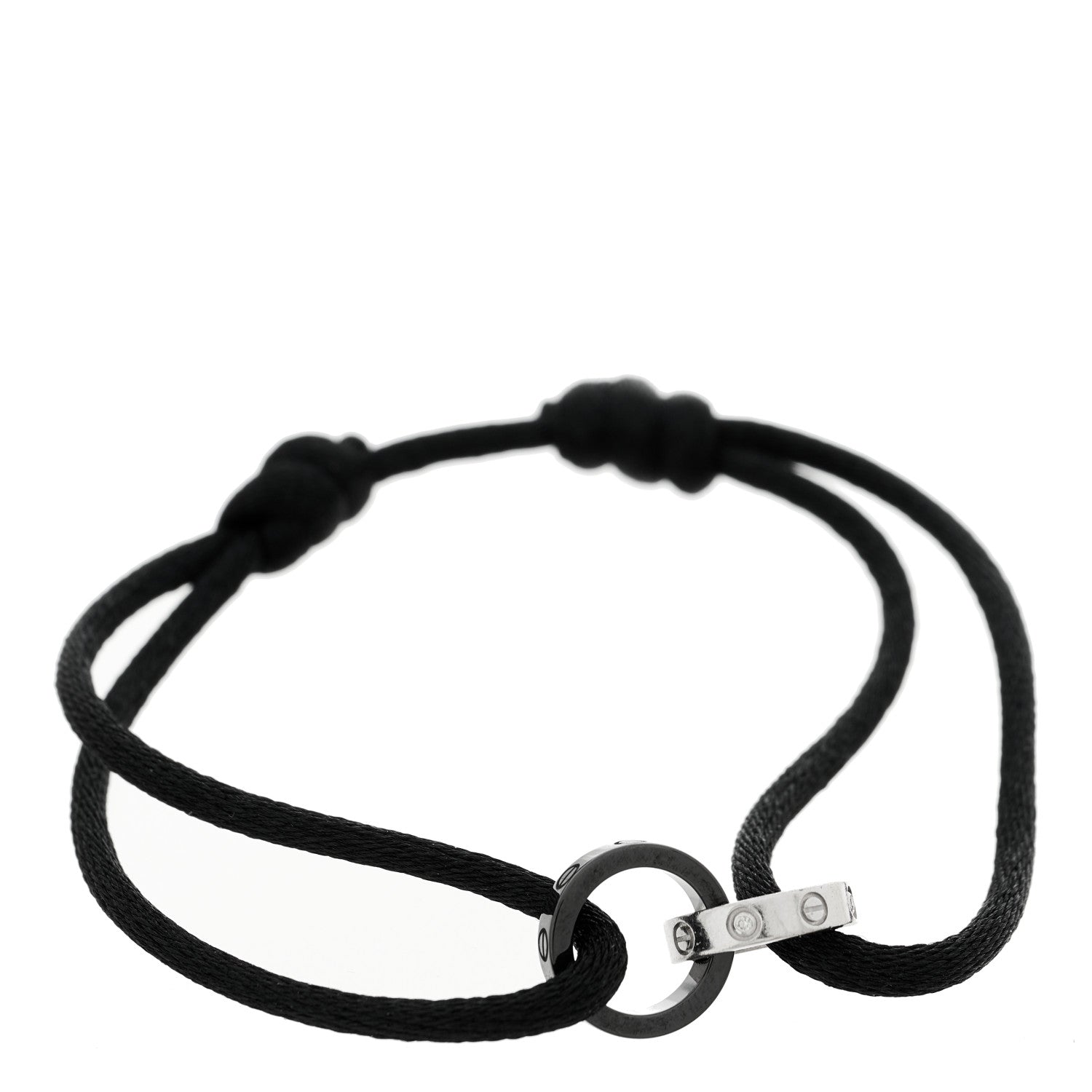 Cartier 18K White Gold Ceramic 4 Diamond LOVE Cord Bracelet Black ...