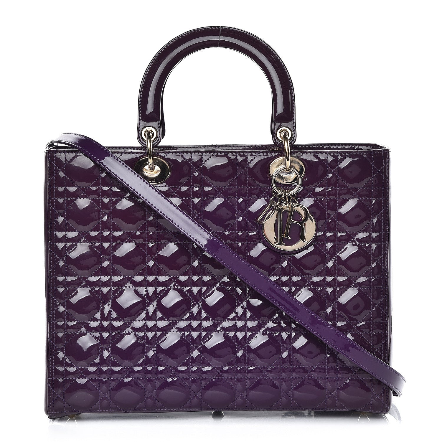 Christian Dior Patent Cannage Large Lady Dior Violet Purple 410844 ...