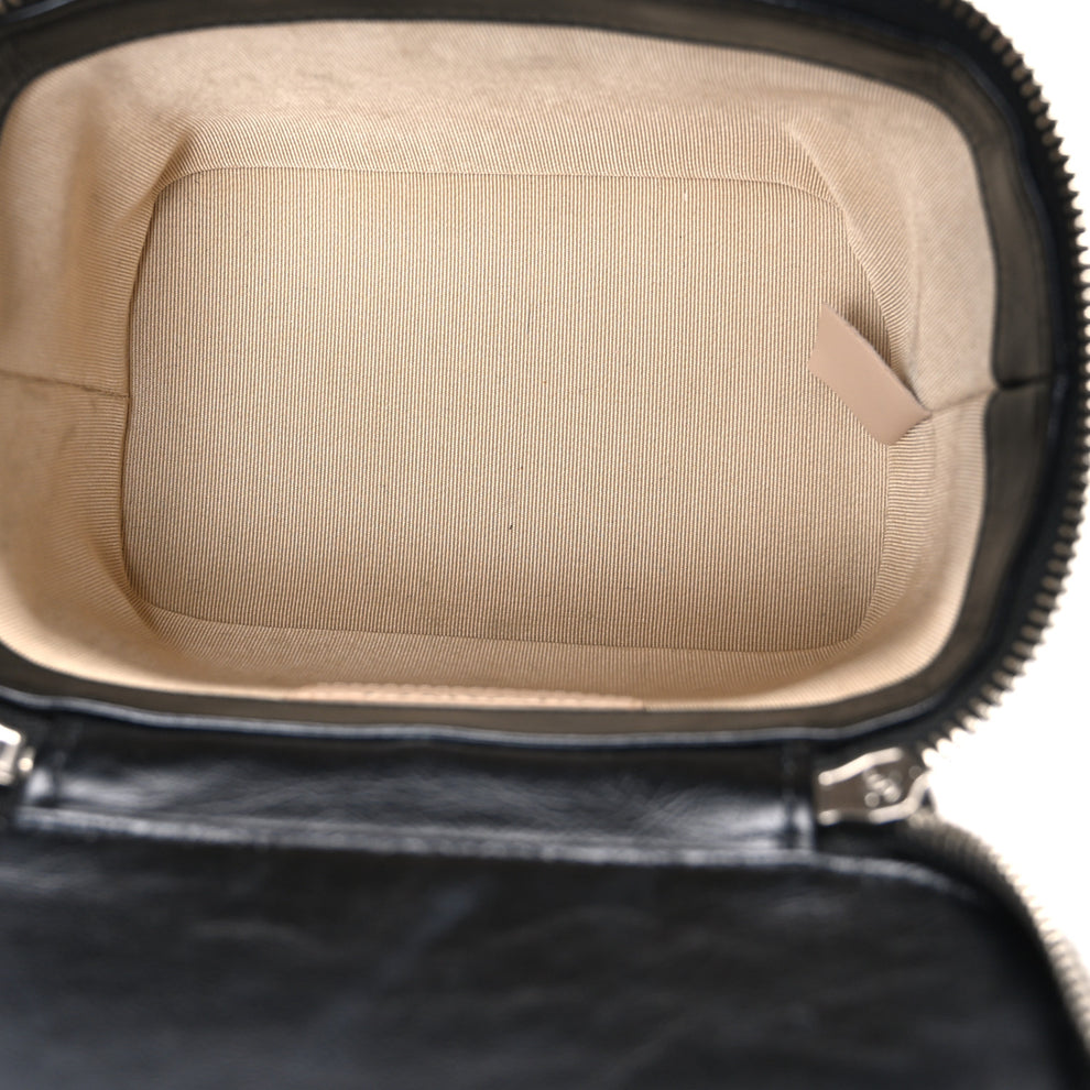 Chanel Calfskin Raffia Small Vanity Case Bag Black Beige 1780610 ...