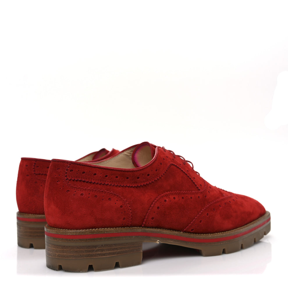 Christian Louboutin Veau Velours Charletta Brogue Oxfords 39 Flamenco ...