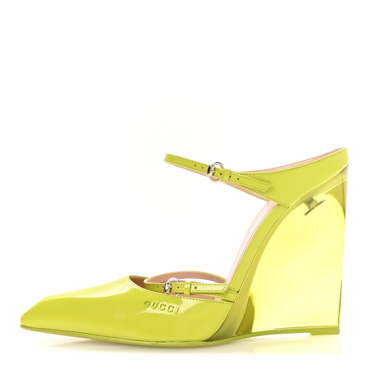 Gucci Regent Calfskin Lucite Wedge 110 Mules 39 Firefly 1777104 ...
