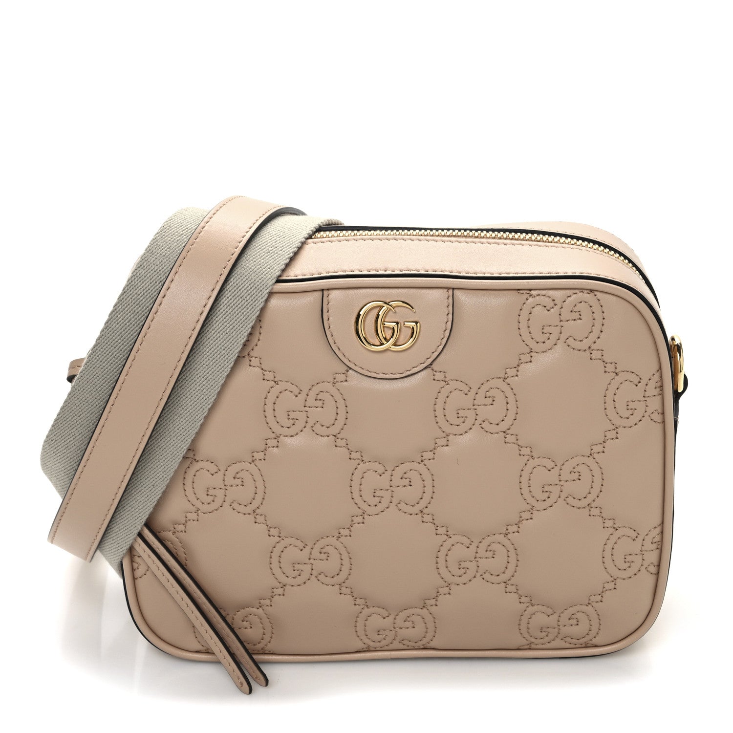 Gucci Calfskin GG Matelasse Small Shoulder Bag Pink Sand Natural ...