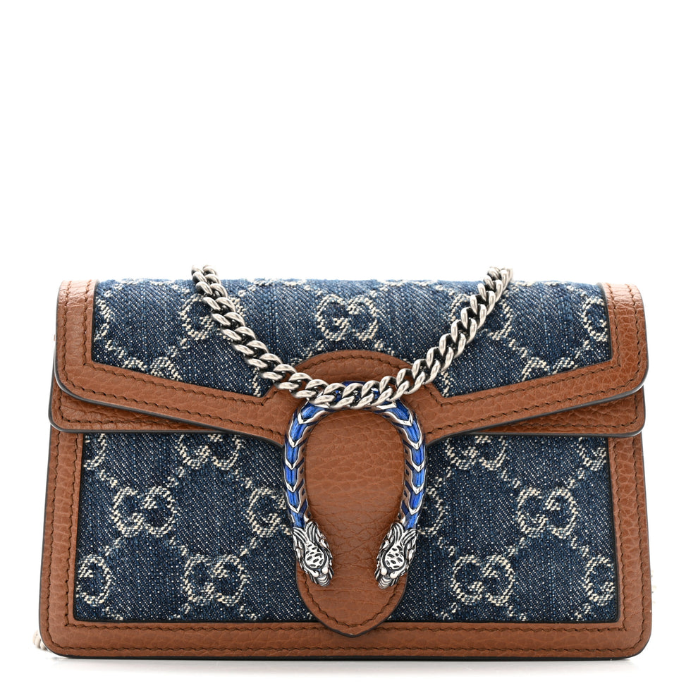 Gucci New Denim GG Monogram Dollar Calfskin Enamel Super Mini Dionysus ...