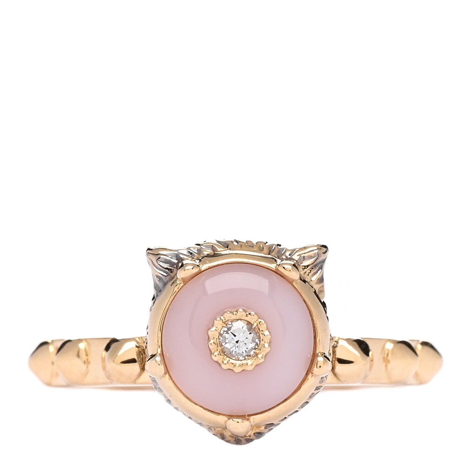 Gucci 18K Yellow Gold Pink Opal Diamond Le Marché Des Merveilles Feline ...