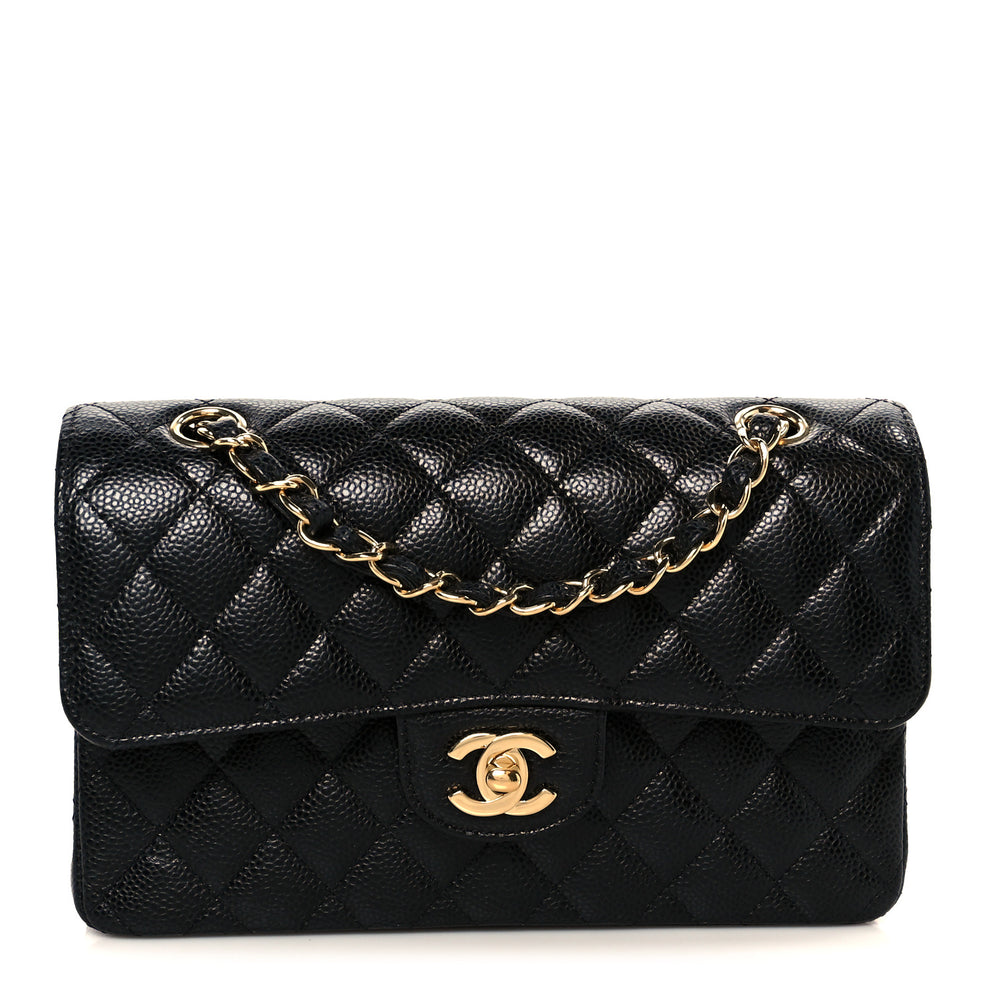 Chanel Caviar Quilted Small Double Flap Black 1785885 – FASHIONPHILE