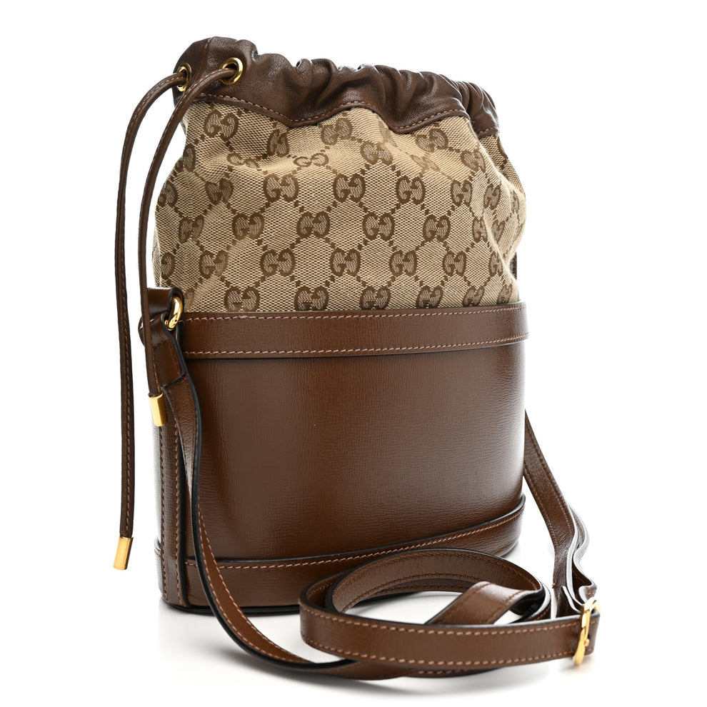 Gucci Monogram Textured Calfskin Horsebit 1955 Drawstring Bucket Bag ...