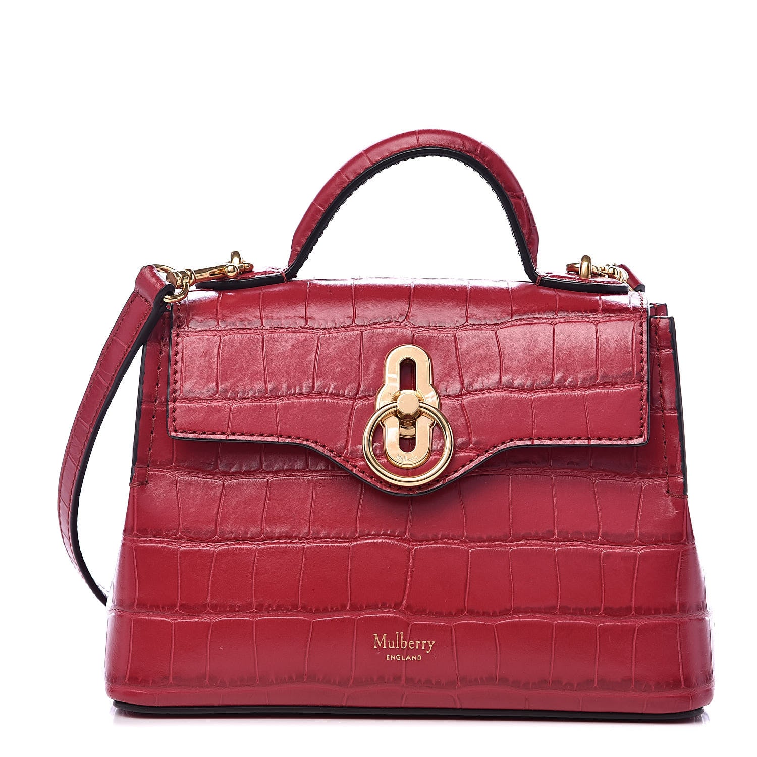 Mulberry Shiny Croc Calfskin Embossed Micro Seaton Red Berry 520817 ...