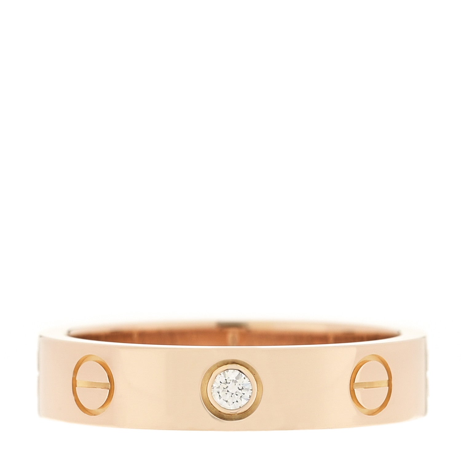 Cartier 18K Pink Gold Diamond 4mm LOVE Wedding Band Ring 50 5.25 ...
