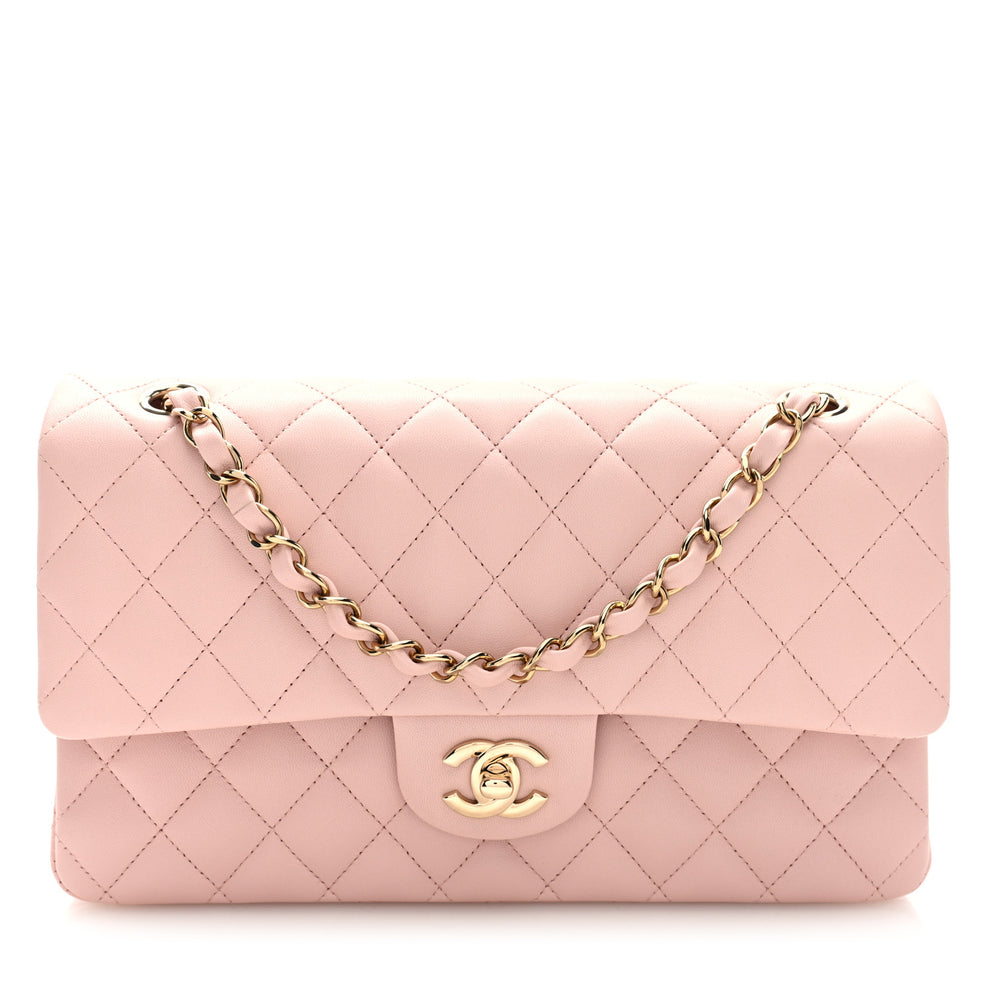 Chanel Lambskin Quilted Medium Double Flap Light Pink 1792519 ...