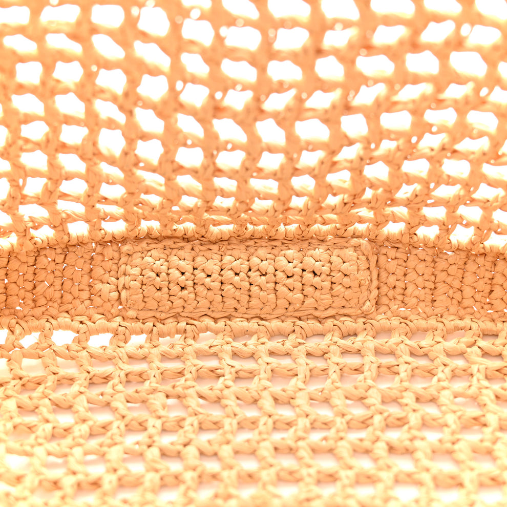 Prada Yarn Raffia Effect Crochet Logo Embroidered Tote Bag Naturale ...