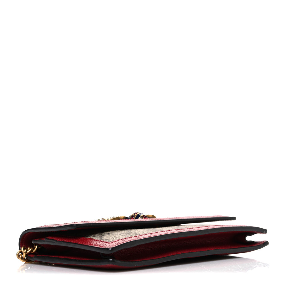 Gucci GG Supreme Monogram Web Queen Margaret Chain Wallet Red 1892089 ...