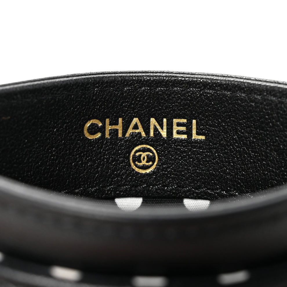 Chanel Lambskin Quilted Pearl CC Chanel Card Holder Black 1782841 ...