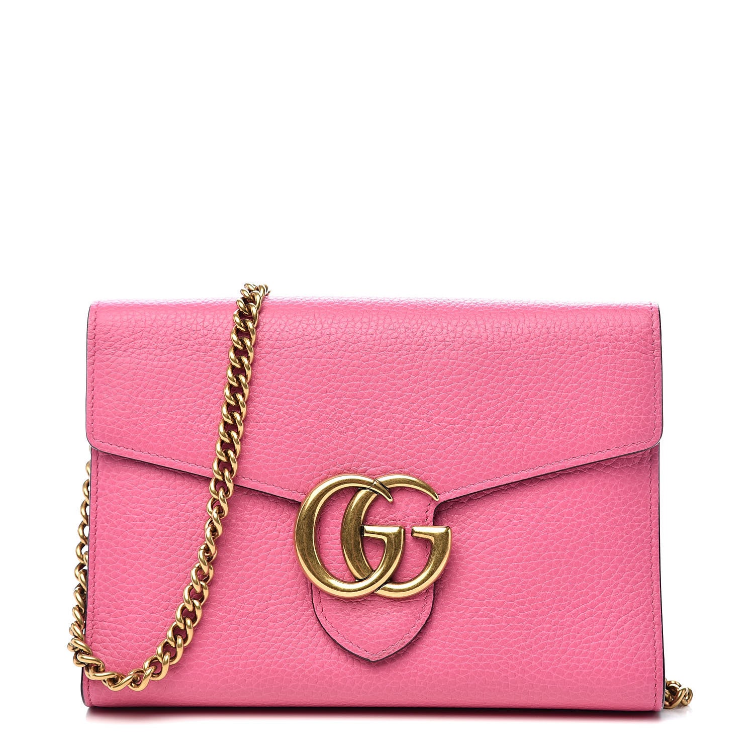 Gucci Cellarius Calfskin GG Marmont Chain Wallet Pink Tropical Flower ...