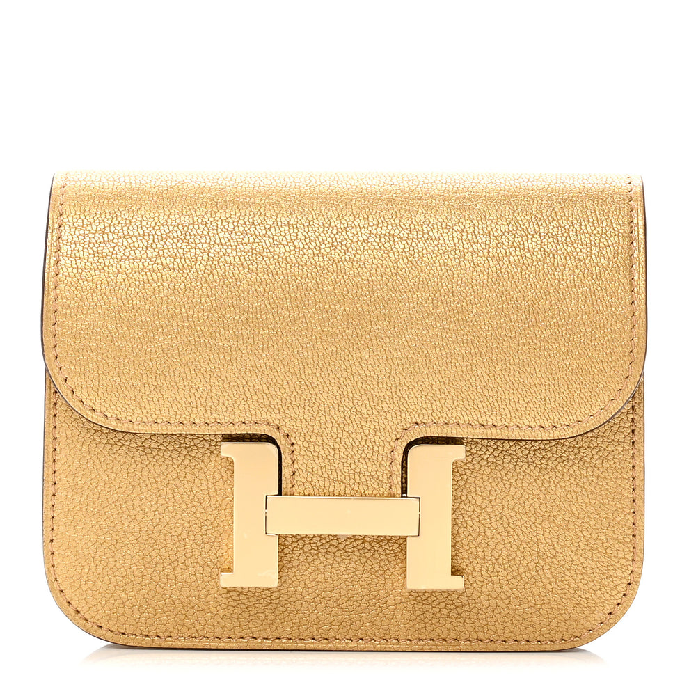 Hermes Metallic Chevre Chamkilight Constance Slim Wallet Dore 1866053 ...