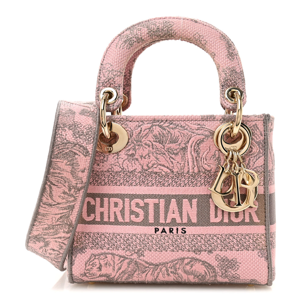 Christian Dior Canvas Toile De Jouy Embroidered Mini Lady D-Lite Gray ...