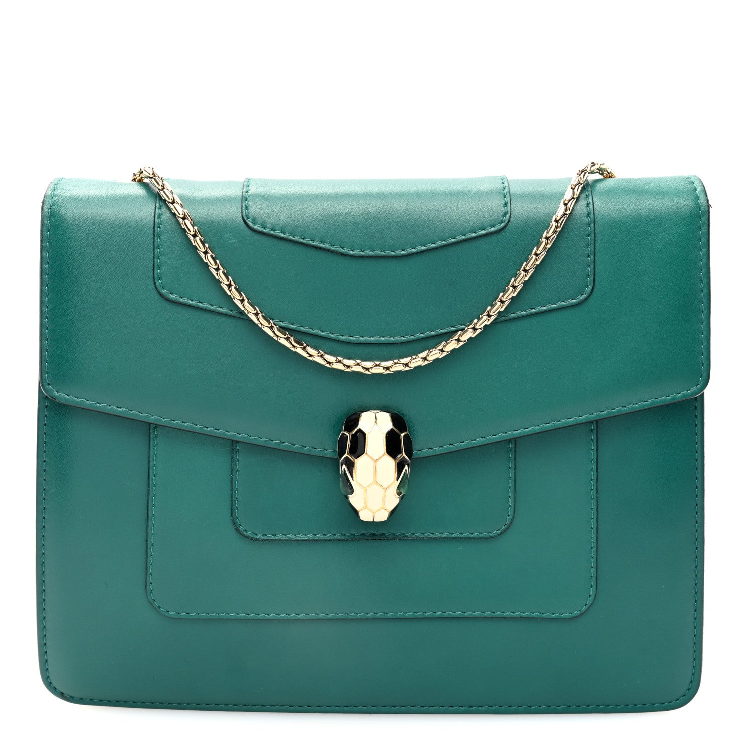 Bulgari Calfskin Serpenti Forever Snake Strap Crossbody Bag Emerald ...