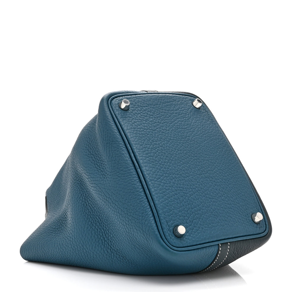 Hermes Taurillon Clemence Casaque Picotin Lock 18 MM Vert Bosphore Deep Bleu 1763690 – FASHIONPHILE