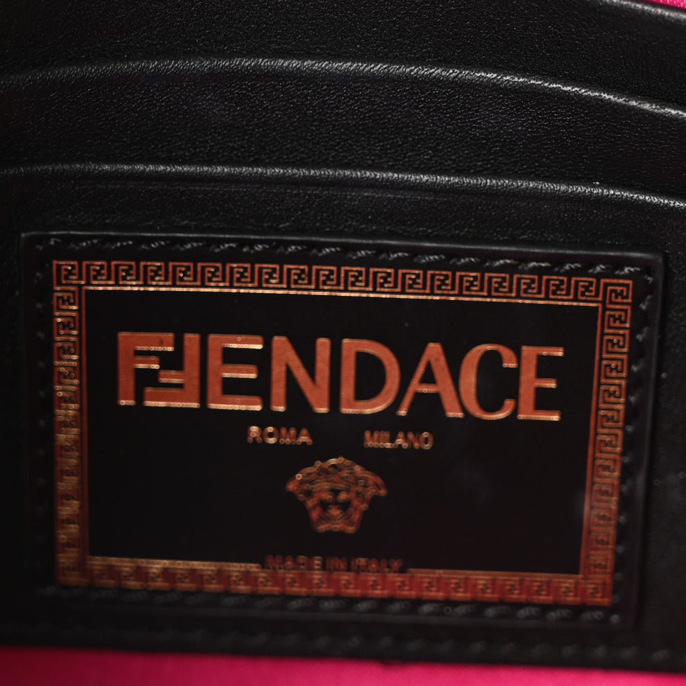 Fendi X VERSACE Vitello Seta Fendace Mini Brooch Baguette Black 1802766 ...