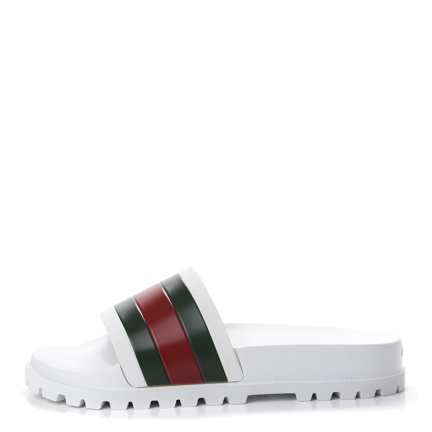 Gucci Rubber Web Mens Lug Sole Slide Sandals 9 Great White Green Red ...