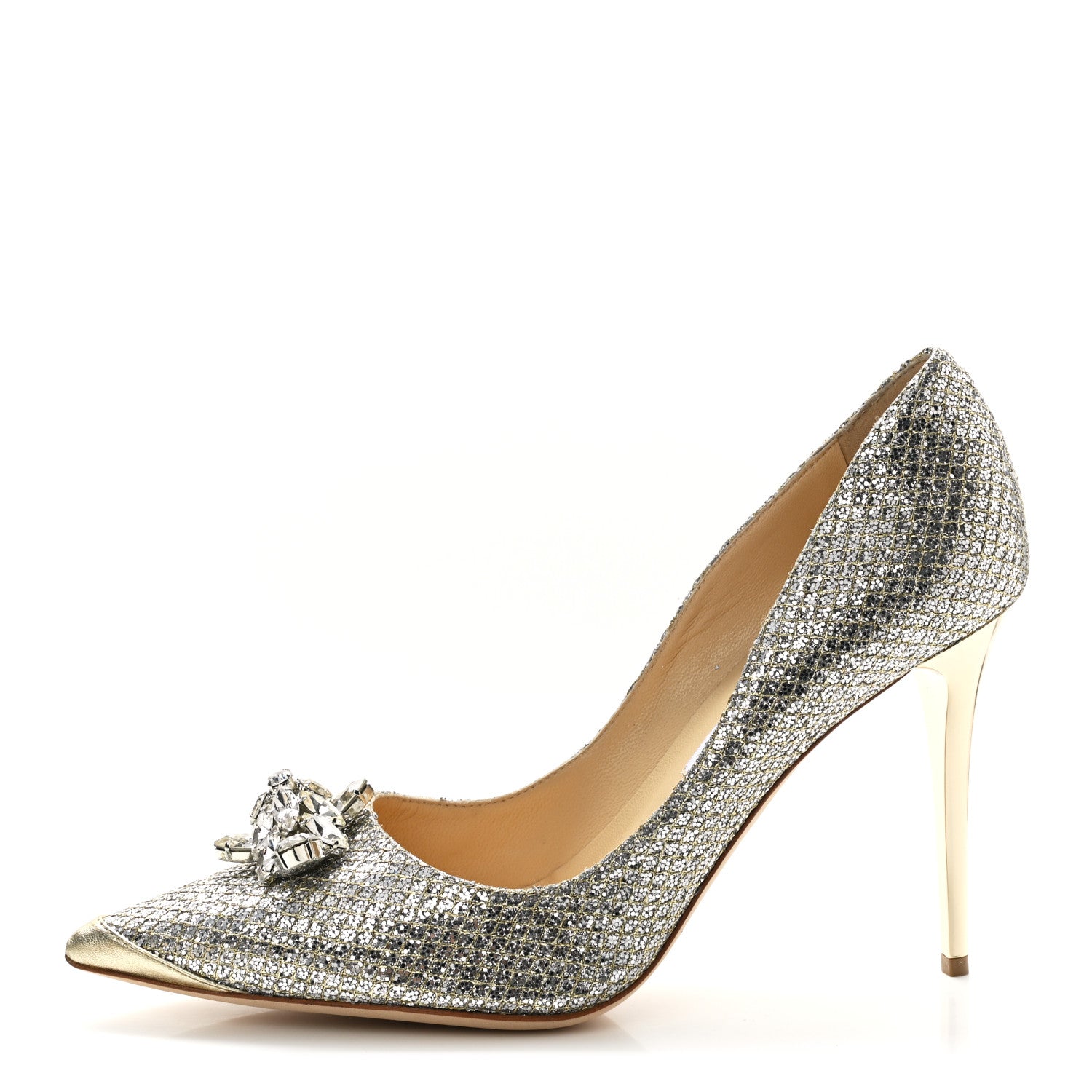 Jimmy Choo Glitter Fabric Crystal Dempsey Pump 40 Silver 1125636 ...