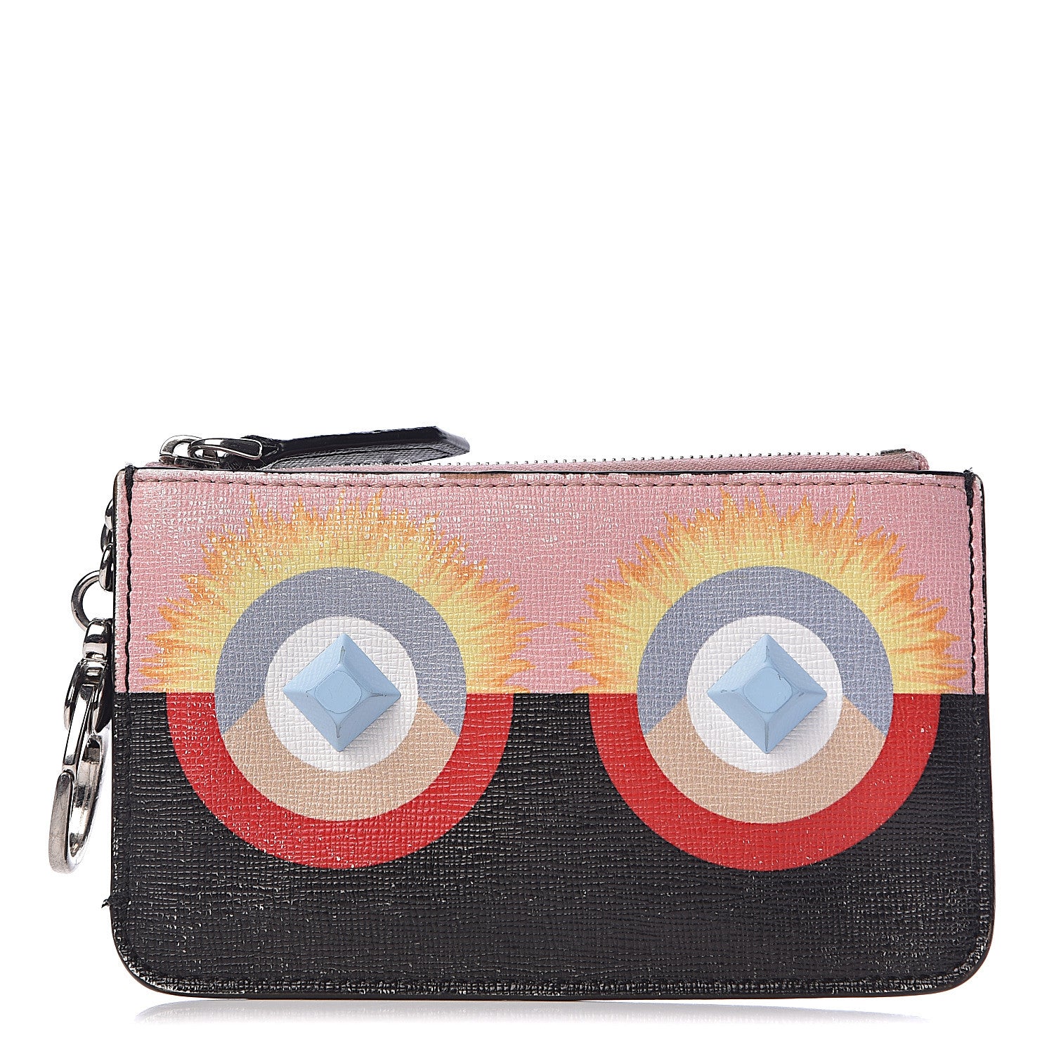 Fendi Vitello Elite Century Hypnoteyes Studded Coin Pouch Key Case ...