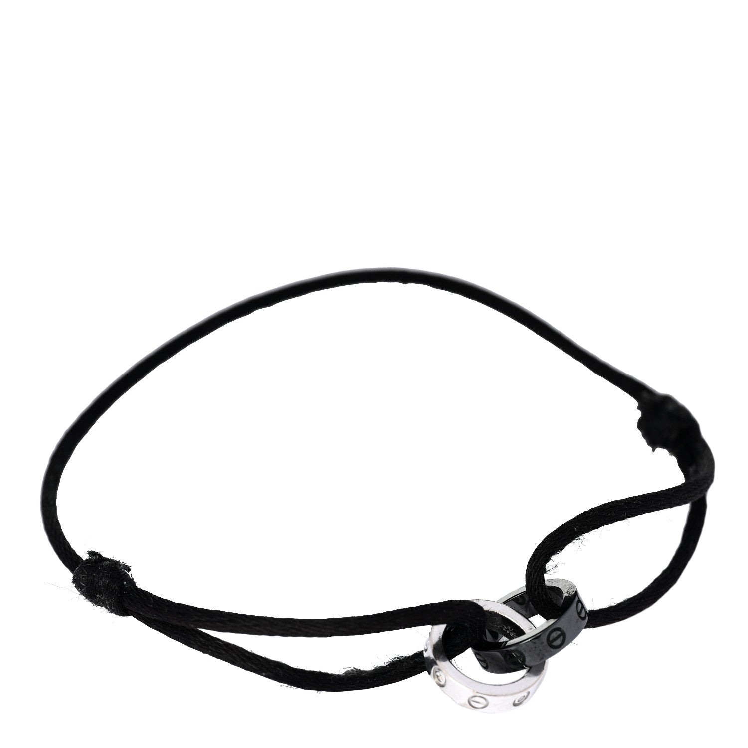 Cartier 18K White Gold Ceramic 4 Diamond LOVE Cord Bracelet Black ...