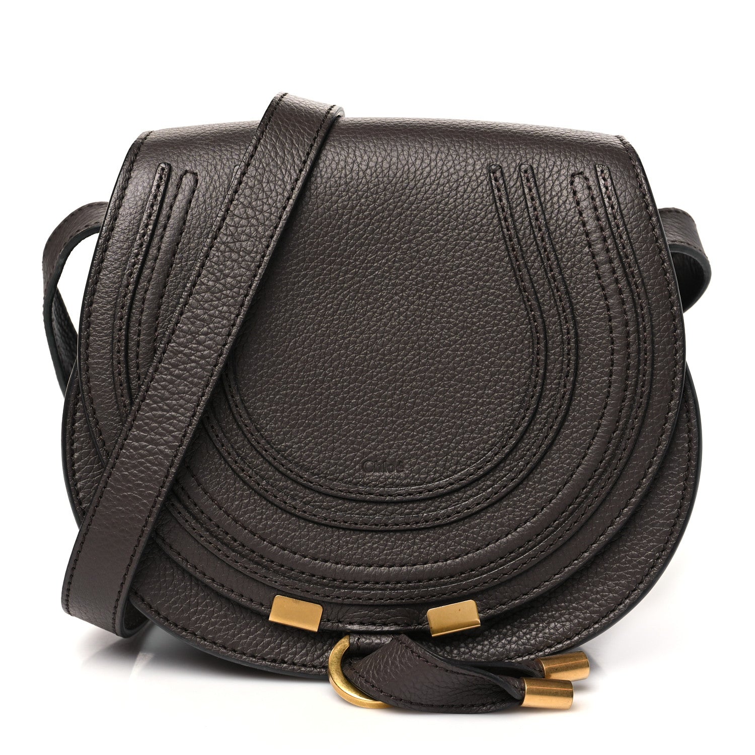 Chloe Grained Calfskin Small Marcie Saddle Bag Bold Brown 1703861 ...