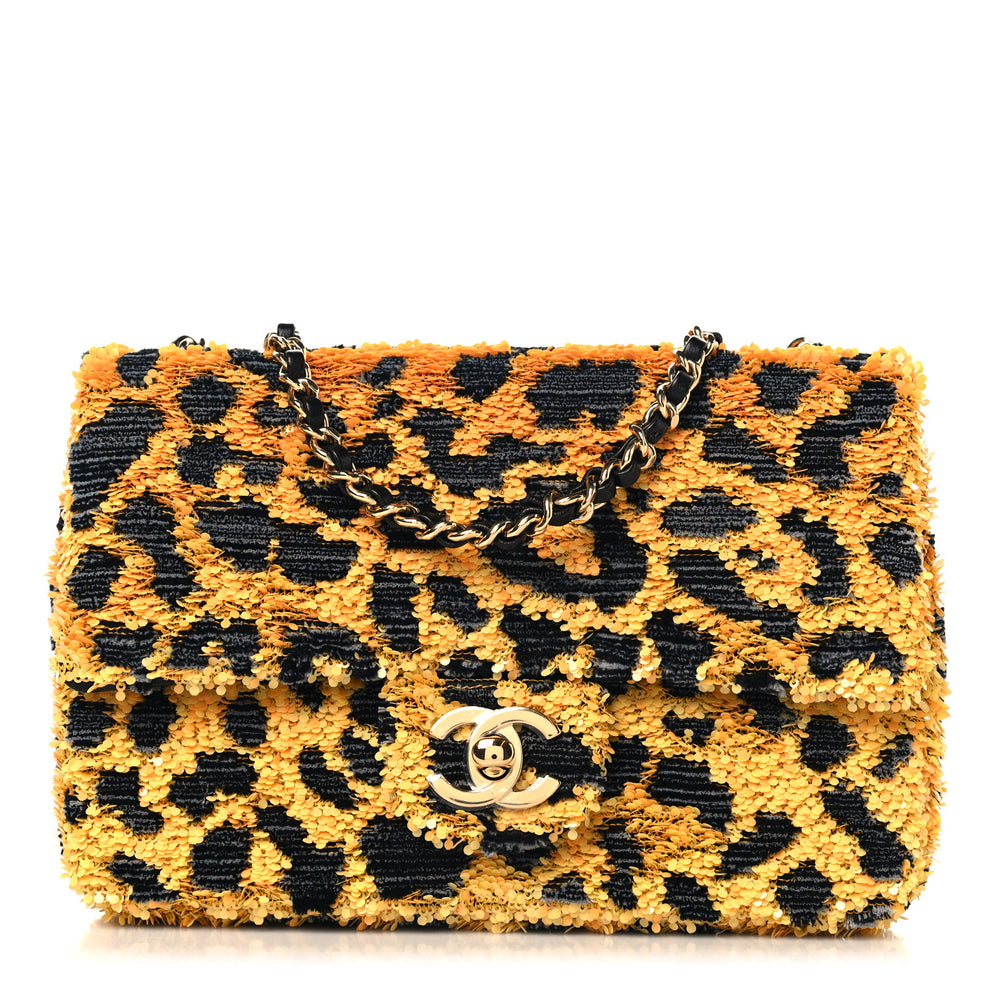 Chanel Sequin Cheetah Print Flap Black Yellow 1903923 – FASHIONPHILE
