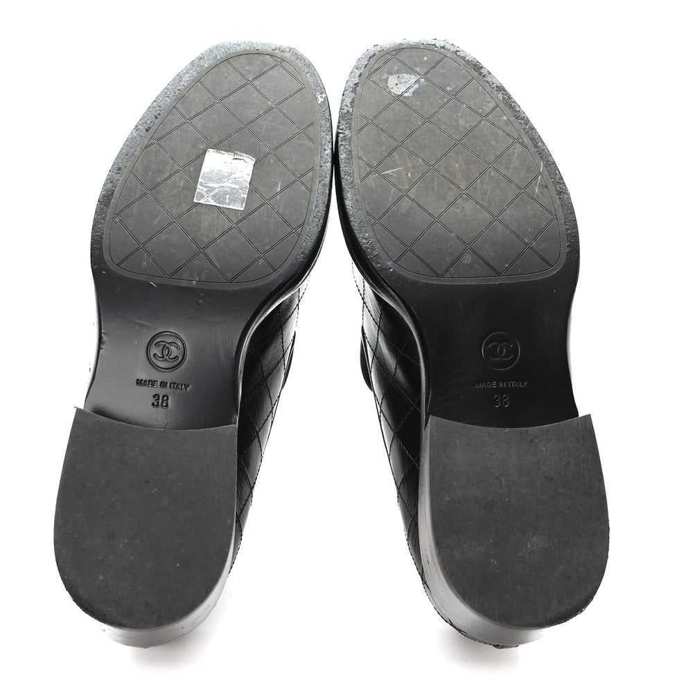 Chanel Calfskin Stitched CC Loafers 38 Black 1777489 – FASHIONPHILE