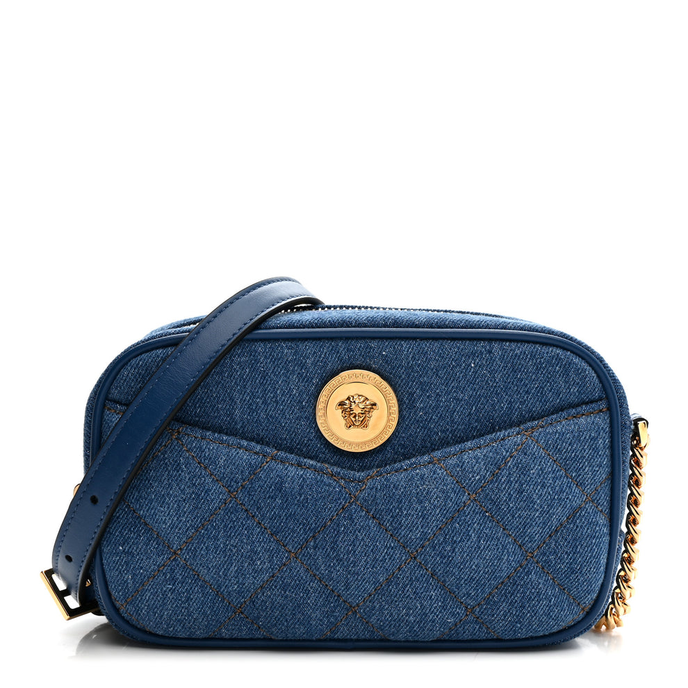 Versace Denim Quilted La Medusa Camera Bag Blue 1784933 – FASHIONPHILE