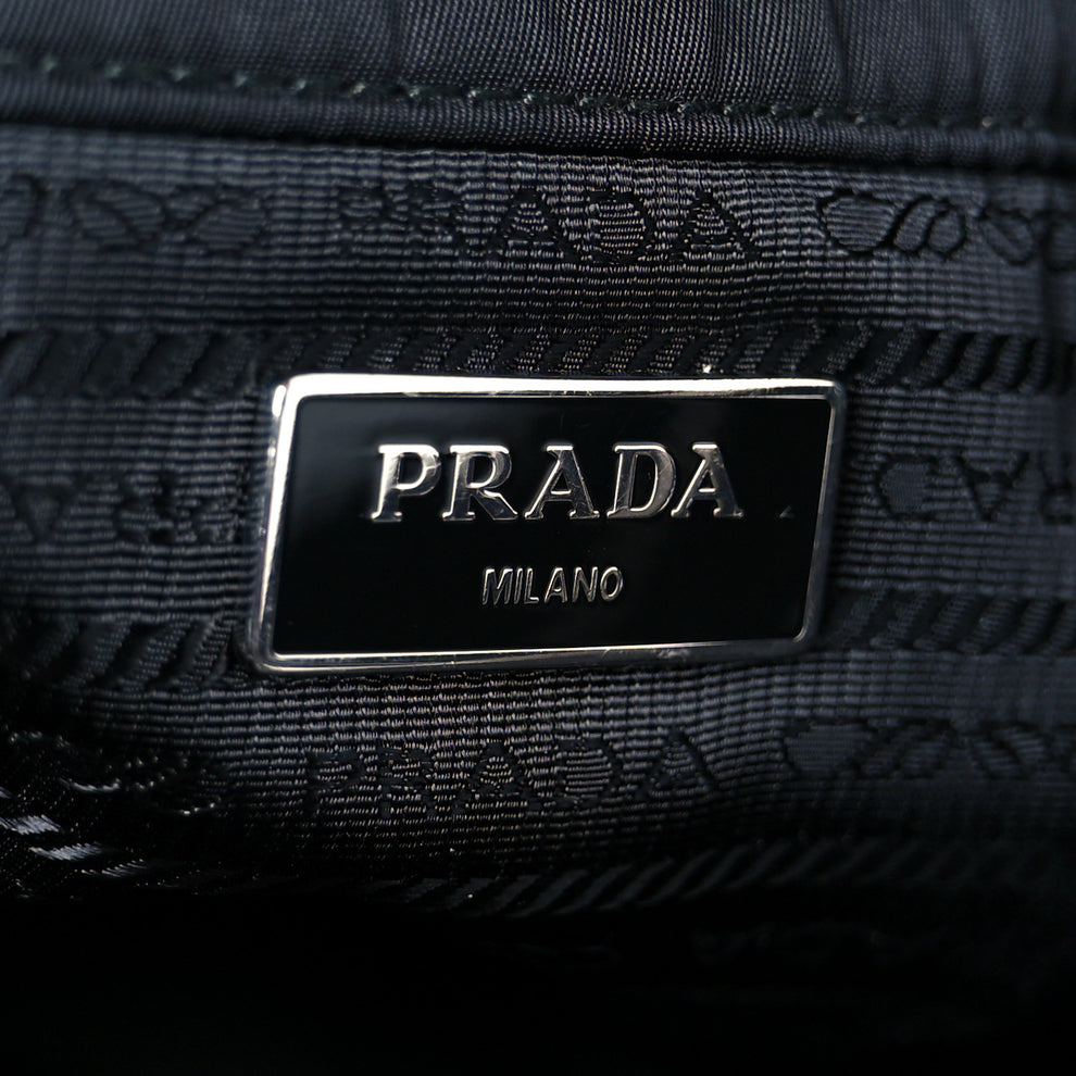 Prada Re-Nylon Nappa Triangle Quilted Padded Double Handled Zip Pocket ...