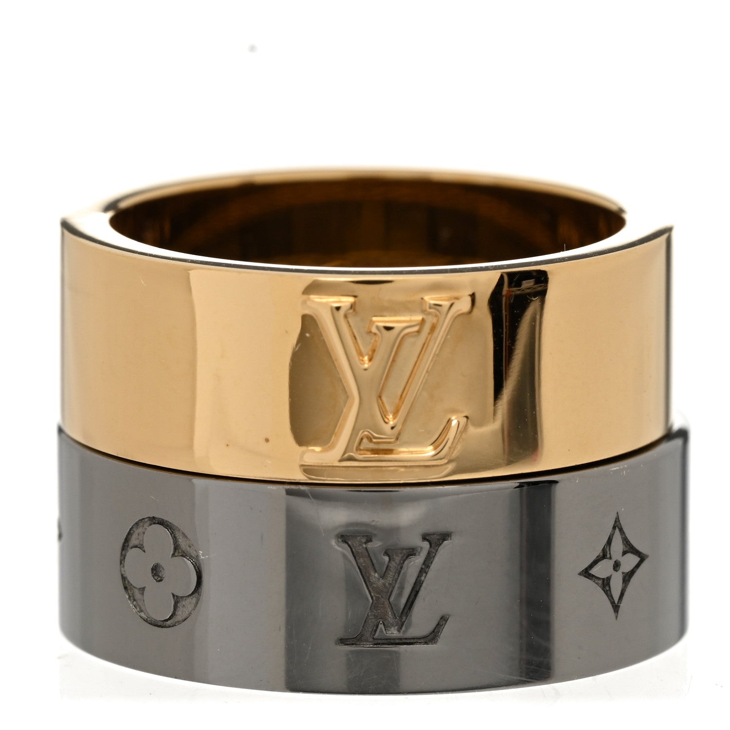 Louis Vuitton Metal LV Instinct Set of 2 Rings M 63/10.25 Silver Gold ...