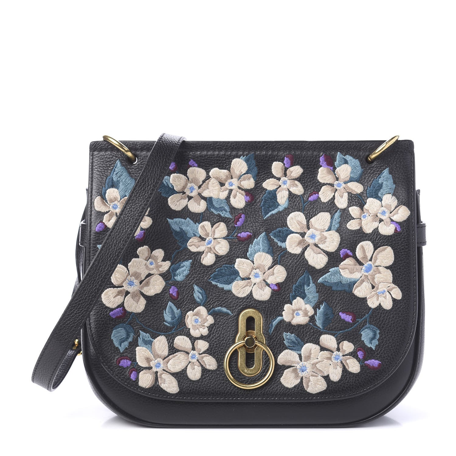 Mulberry Classic Grain Calfskin Embroidered Floral Amberley Satchel ...