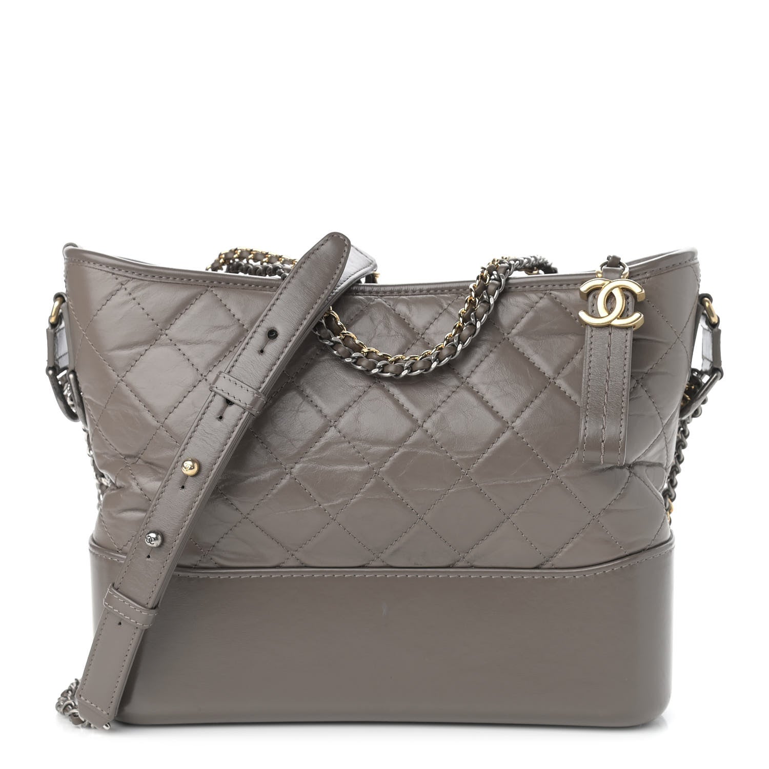 Chanel Aged Calfskin Quilted Medium Gabrielle Hobo Grey 945035 ...