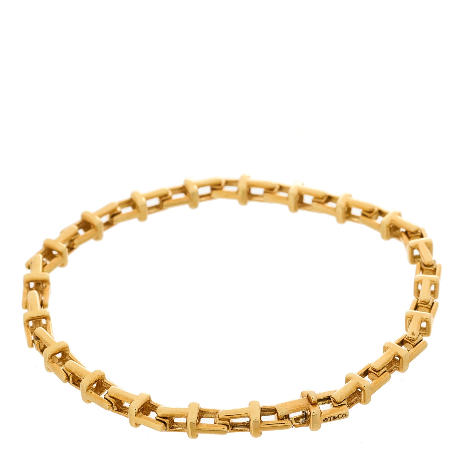 Tiffany 18K Yellow Gold Narrow T Chain Bracelet 1593623 – FASHIONPHILE