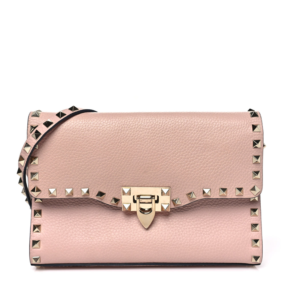 Valentino Garavani Pebbled Calfskin Medium Rockstud Flip Lock Crossbody ...