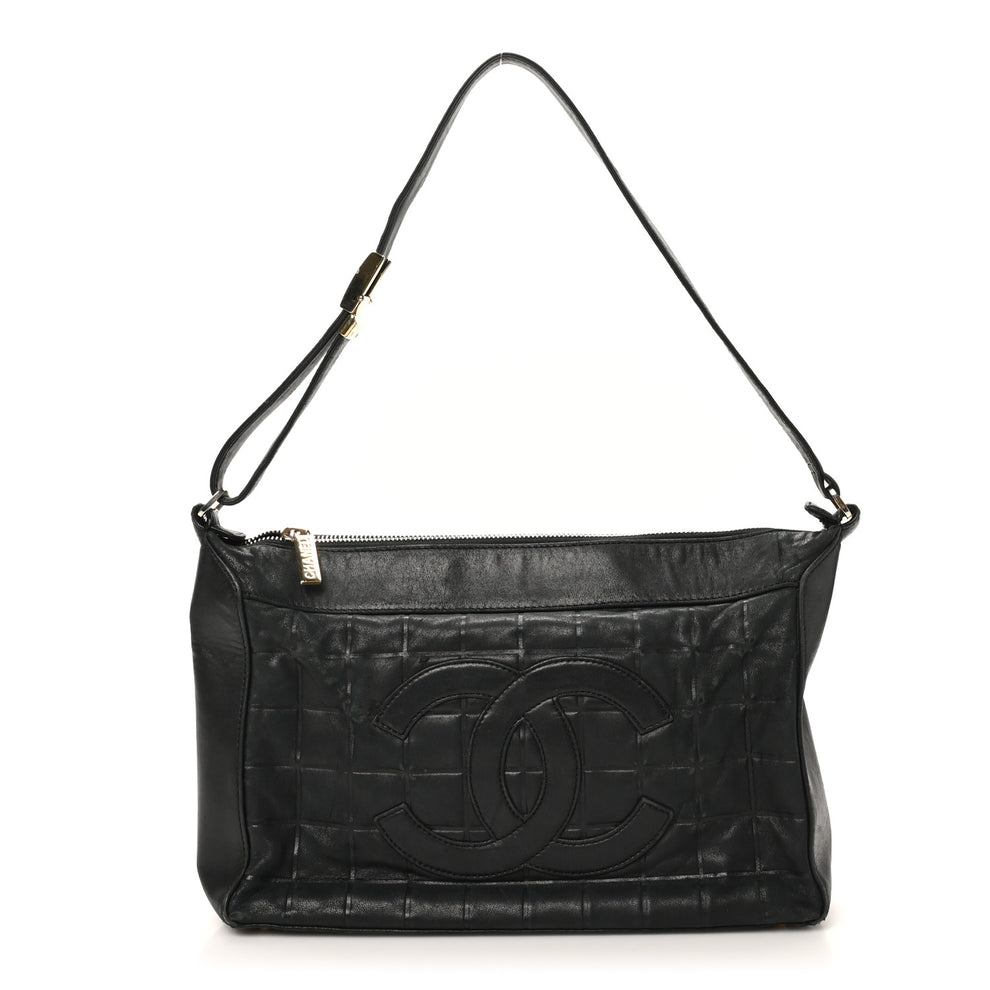 Chanel Lambskin Quilted Medium Chocolate Bar Shoulder Bag Black 1784305 ...