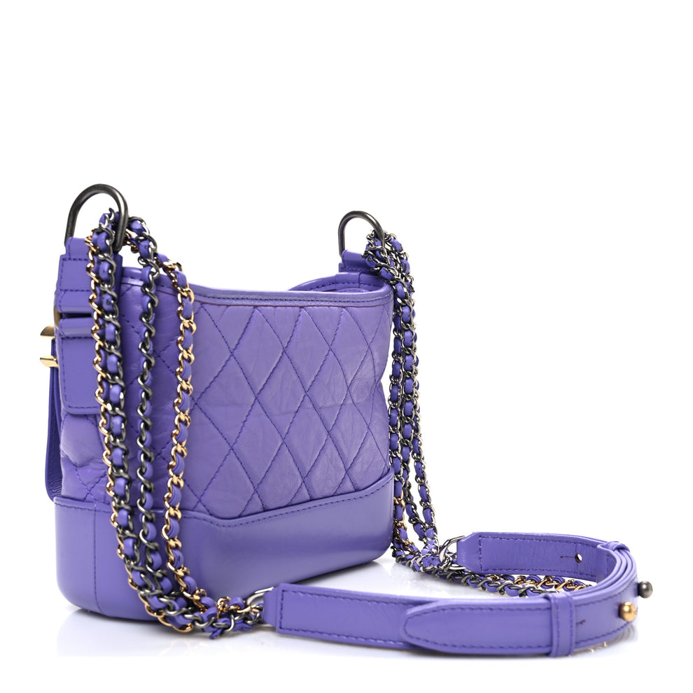 Chanel Aged Calfskin Quilted Small Gabrielle Hobo Purple 1789088 ...