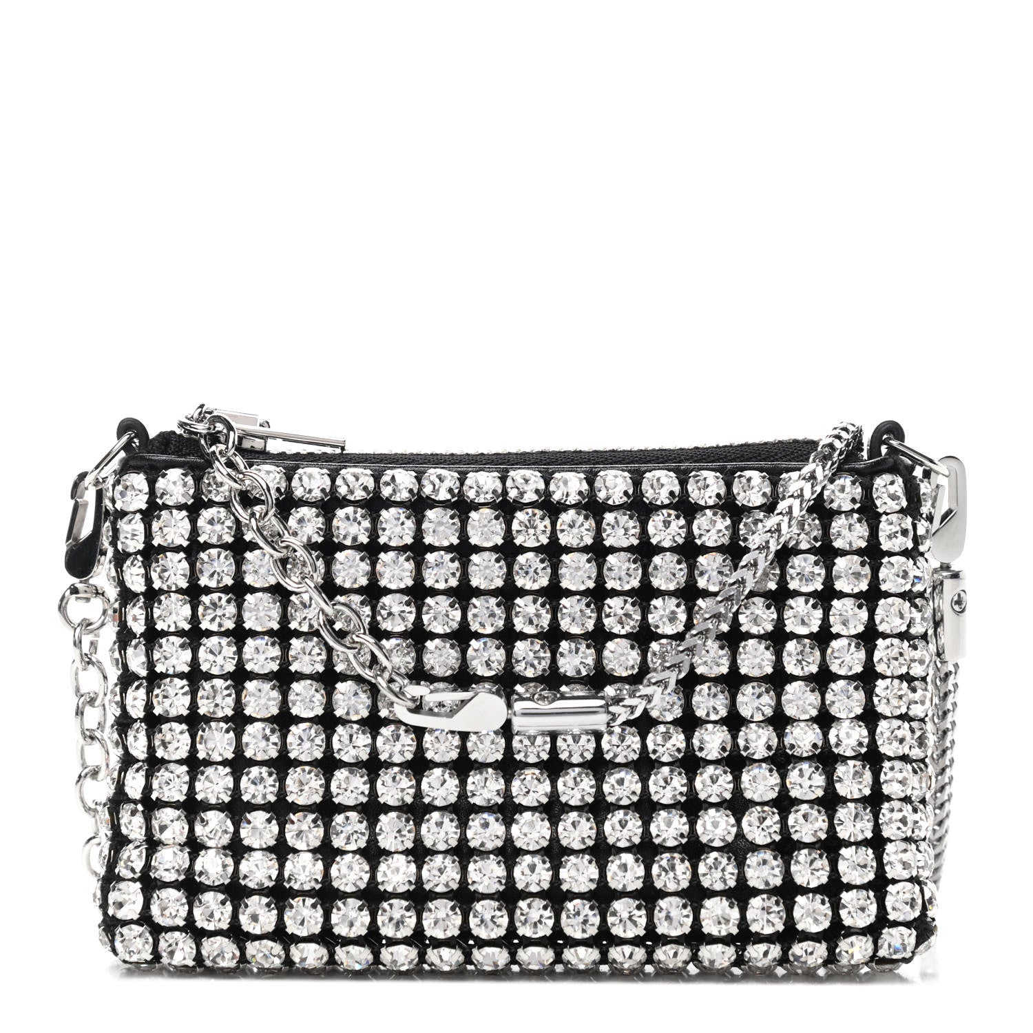 Alexander Wang Mesh Crystal Rhinestone Nano Heiress Shoulder Bag Black ...