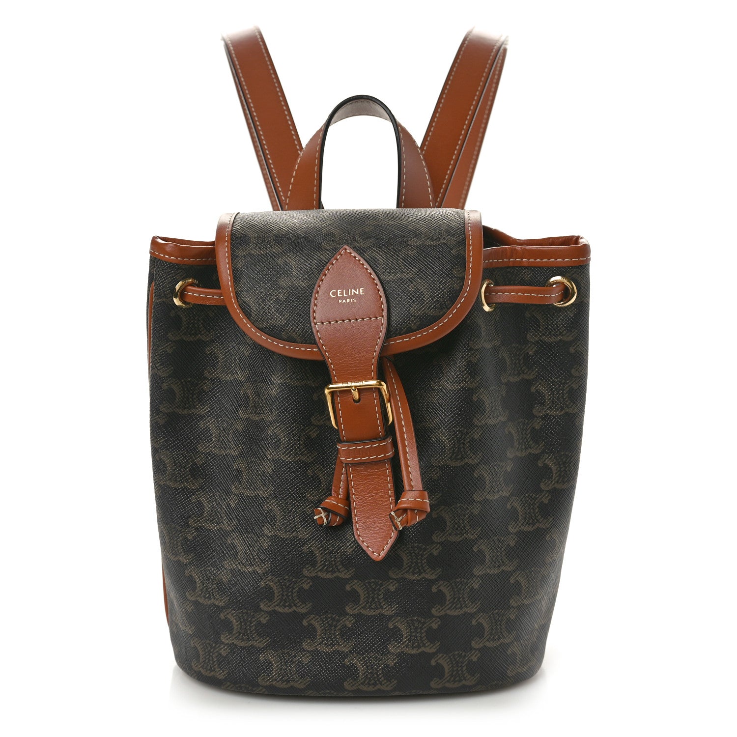 Celine Triomphe Canvas Calfskin Mini Folco Backpack Tan 1523456 ...