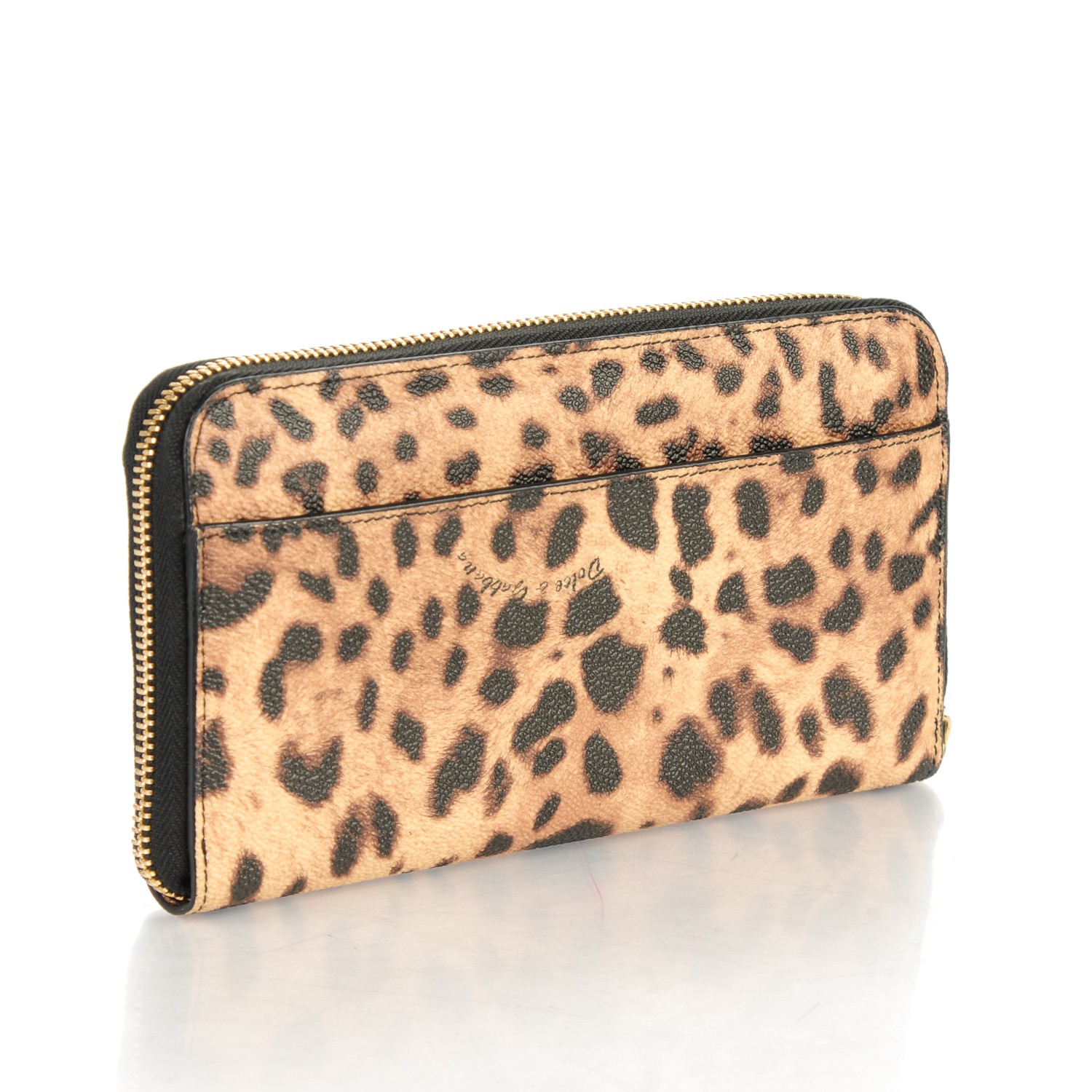 Dolce And Gabbana Dauphine Leopard Print Zip Around Wallet 159478