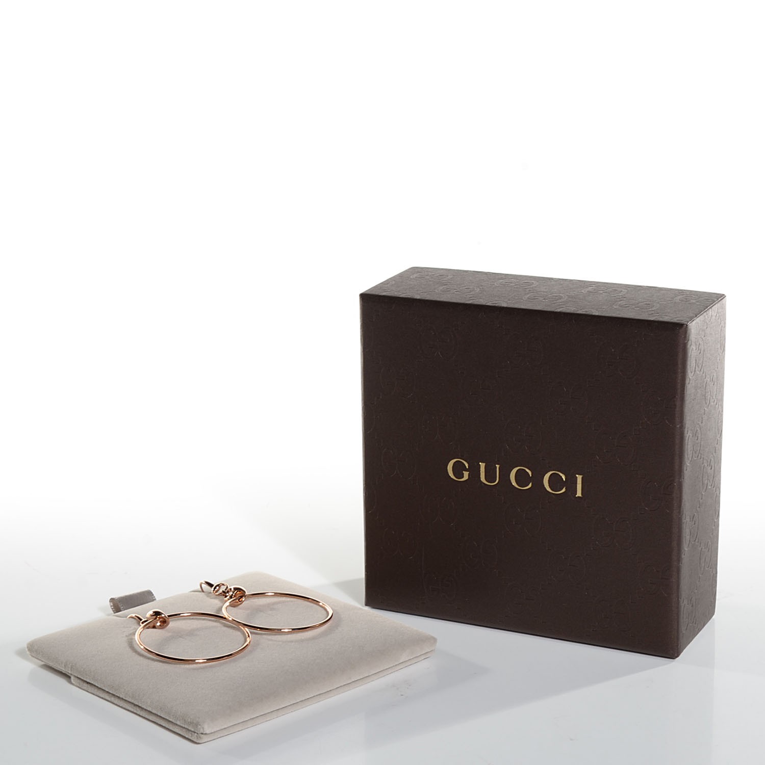 Gucci 18k Rose Gold Marina Chain Hoop Earrings 105058