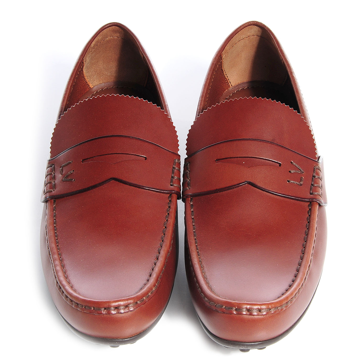 LOUIS VUITTON Mens Leather Contest Car Loafers 6.5 Cognac 70464