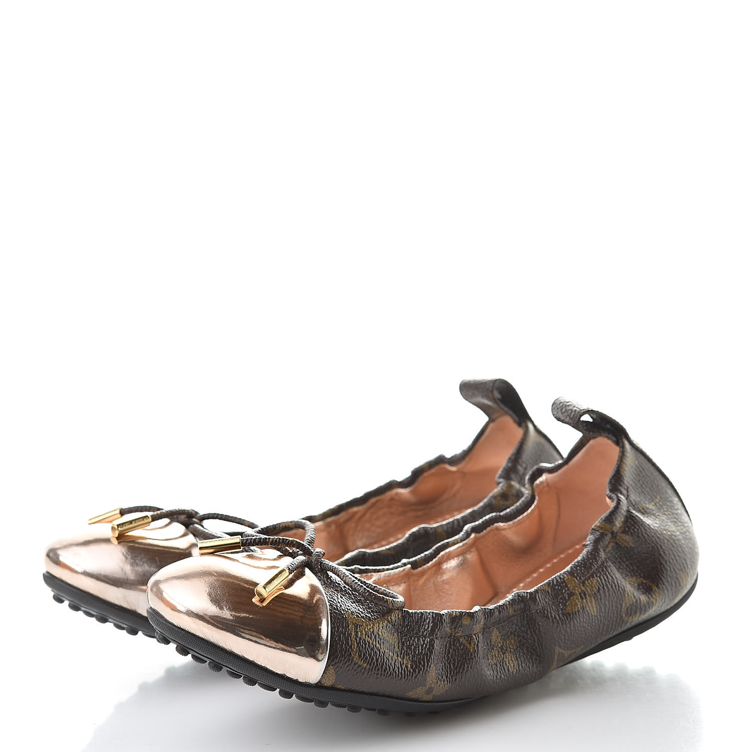 LOUIS VUITTON Monogram Flirty Ballet Flats 36 Gold 498691