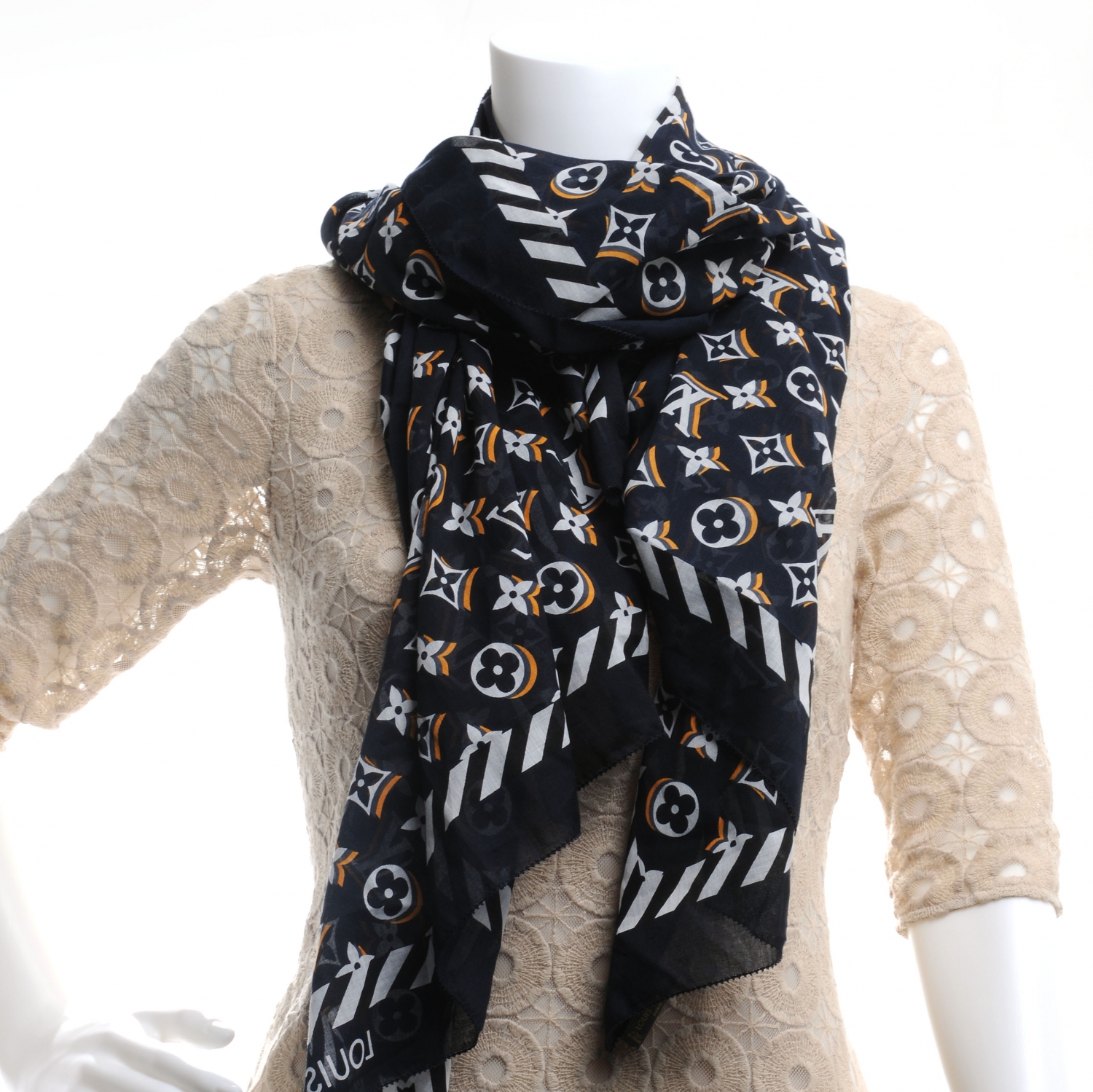 LOUIS VUITTON Cotton Monogram Cruise Scarf 44464