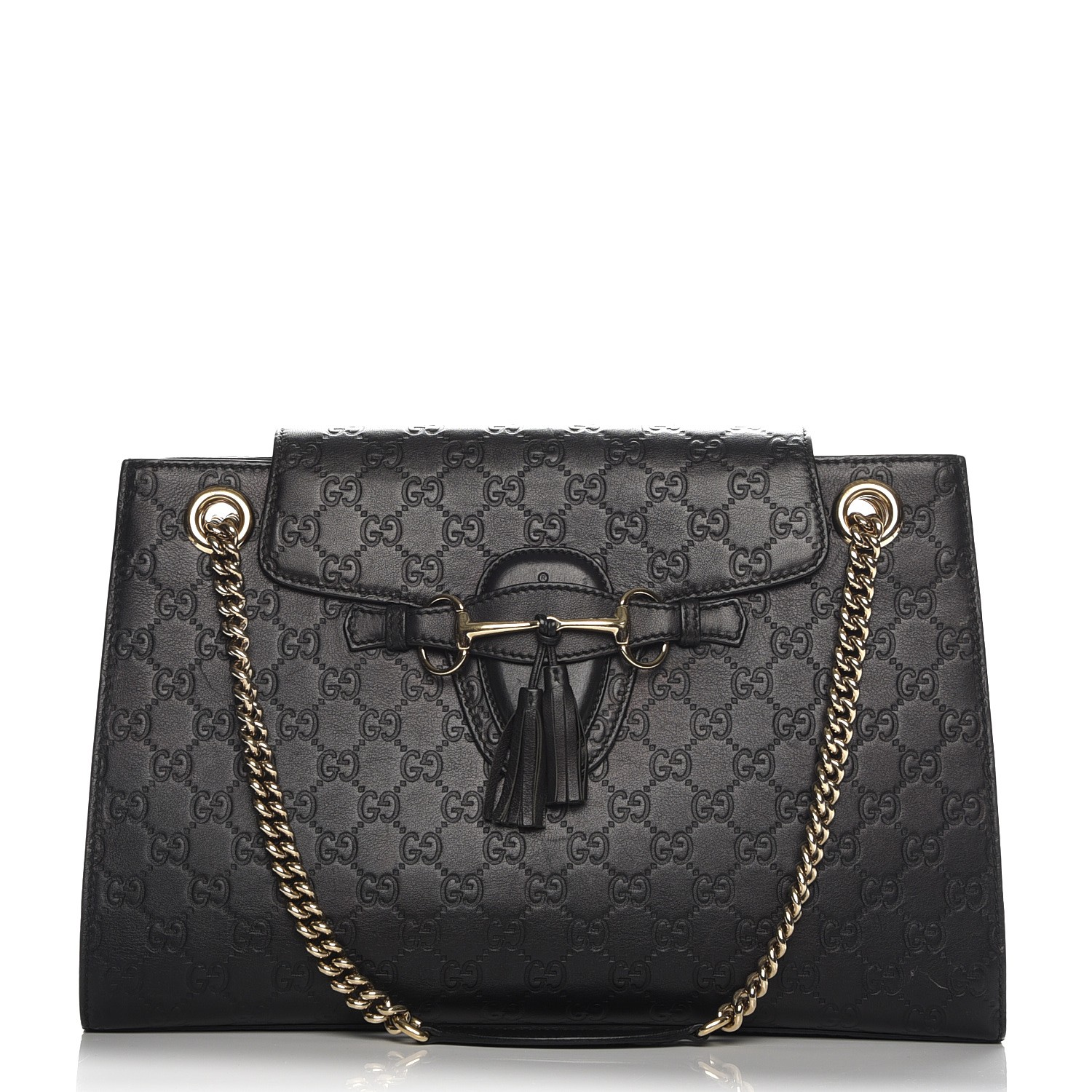 Gucci Guccissima Large Emily Chain Shoulder Bag Black 207628