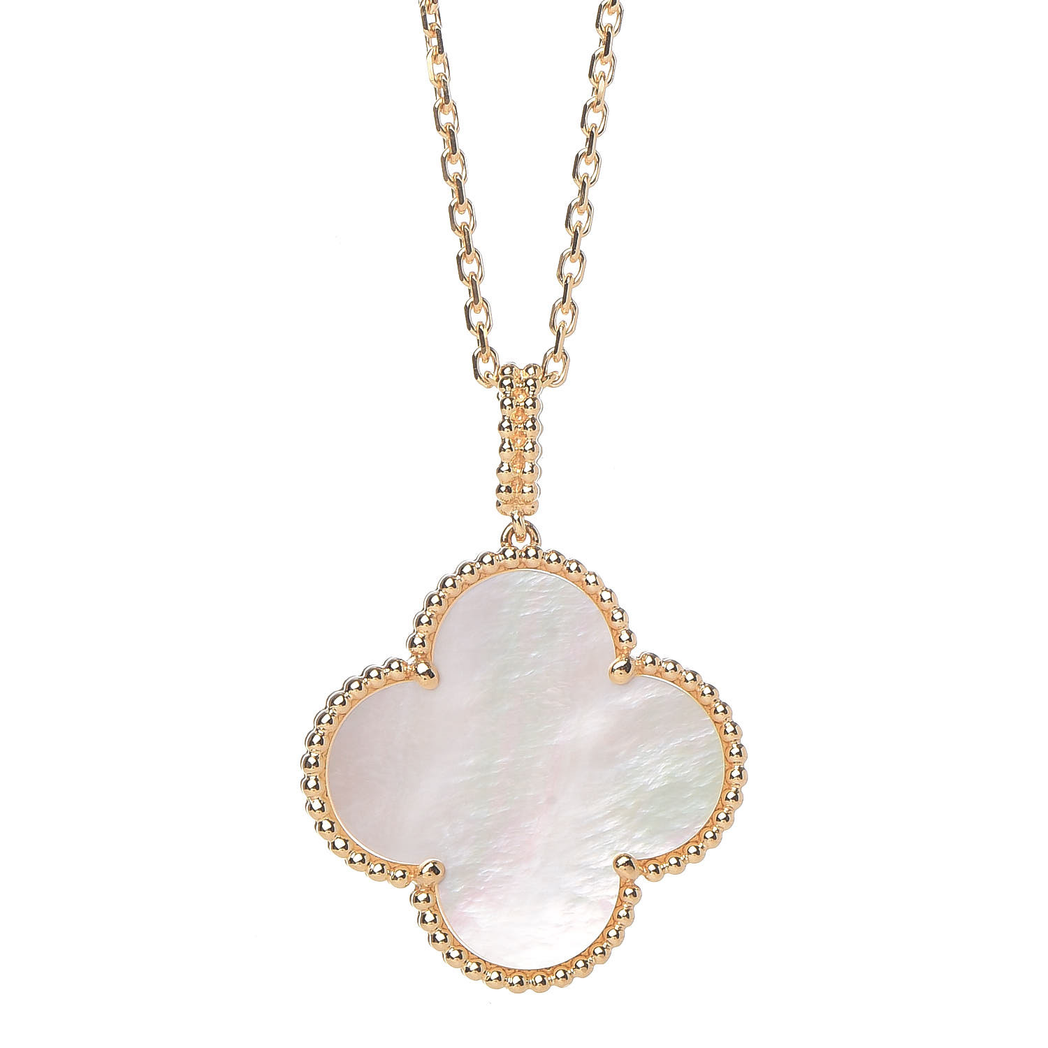 Van Cleef And Arpels 18k Yellow Gold Mother Of Pearl Magic Alhambra Long Necklace 414703