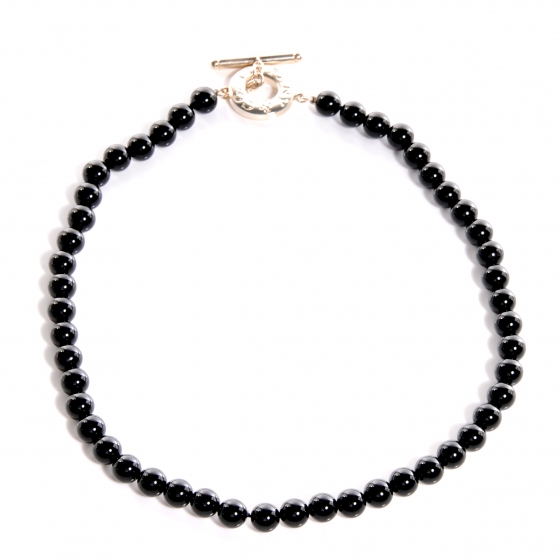 TIFFANY Sterling Silver Black Onyx Bead Toggle Necklace 63609 TIFFANY Sterling Silver Black Onyx Bead Toggle Necklace 63609